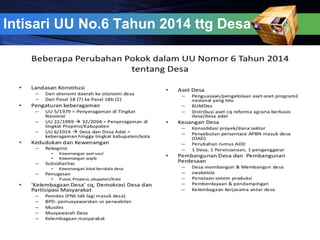 Intisari uu no. 6 tahun 2014 desa | PPTX