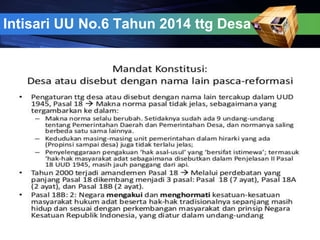 Intisari uu no. 6 tahun 2014 desa | PPTX