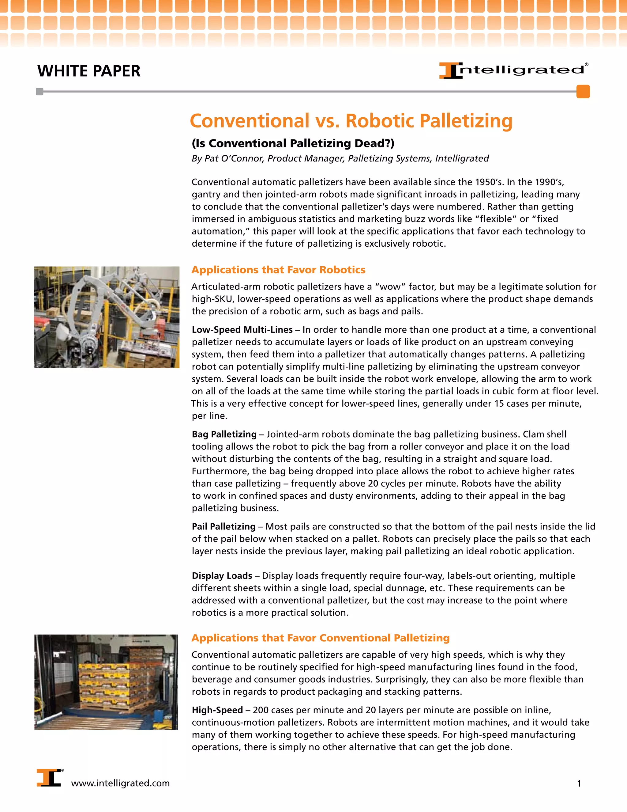 Conventional Palletizing is Dead? | PDF | Robotics | Technology & Computing