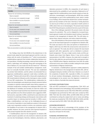 Intl J Gynecology Obste - 2024 - Nwagha - Multidisciplinary approach to ...