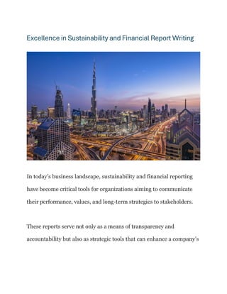 Excellence in Sustainability and Financial Report Writing | PDF