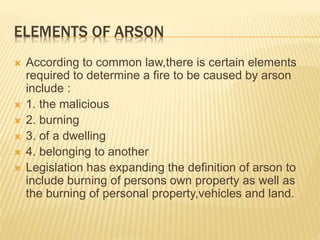 Intoduction and brief analysis of arson | PPTX