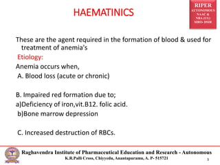 Haematinics | PPTX | Blood Disorders | Diseases and Conditions