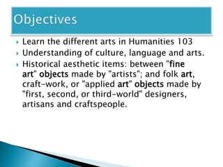 Introduction to fine arts,performance, visual,world culture & Foreign ...