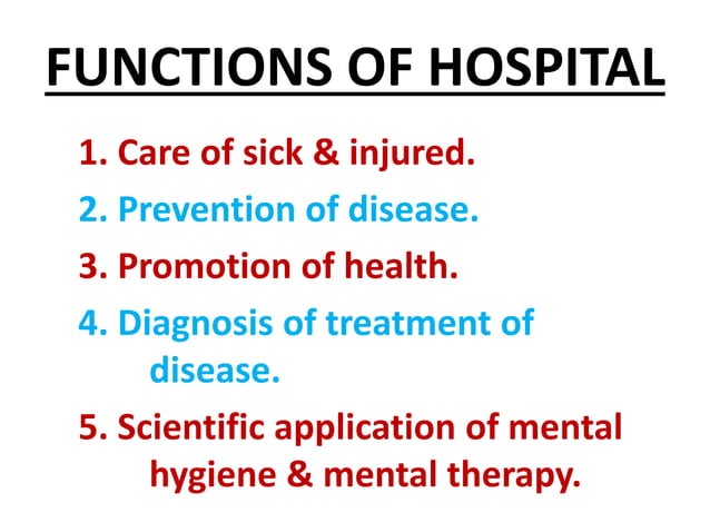 INTRODUCTION TO HOSPITALS | PPTX | Physical Therapy | Wellness