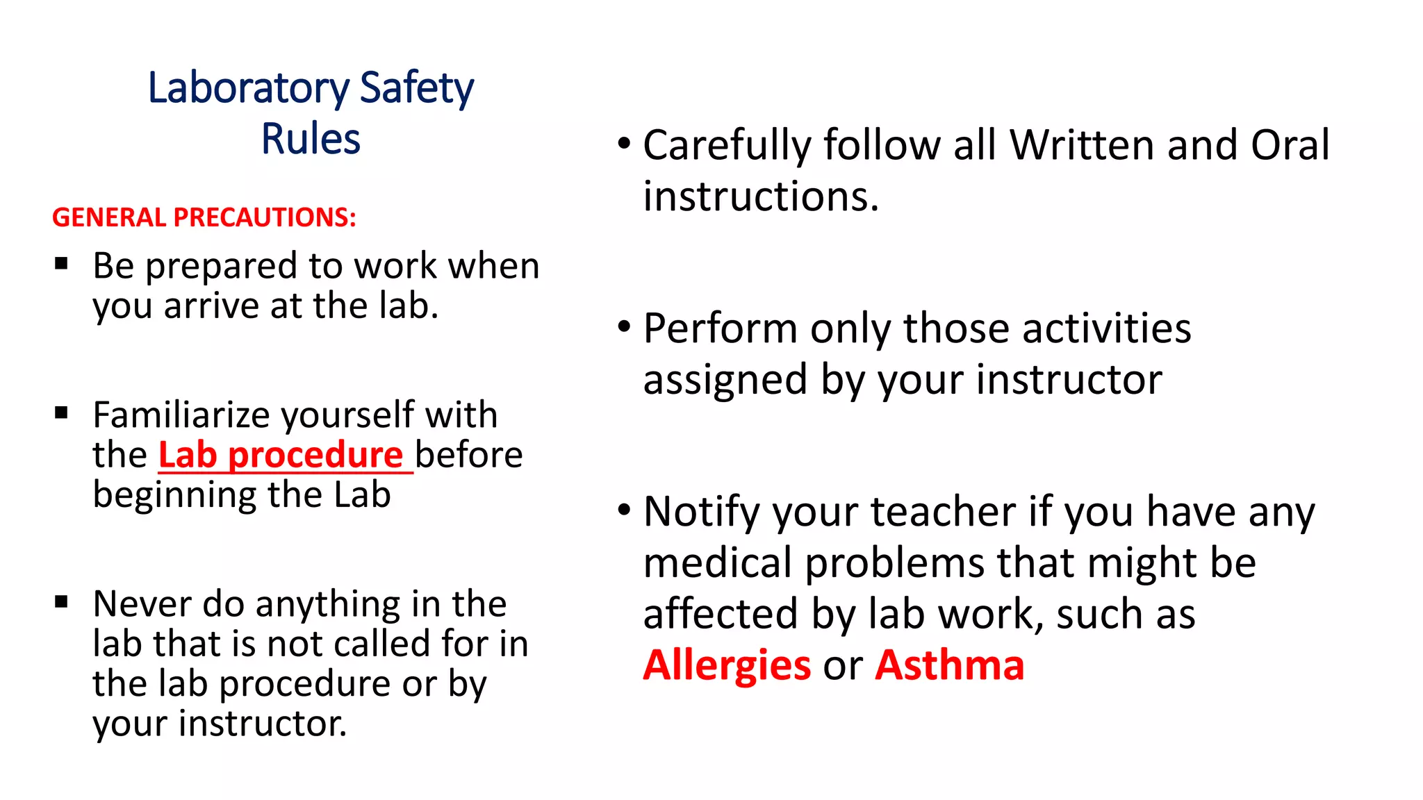 Intoduction to Laboratory Safety Rules | PPTX