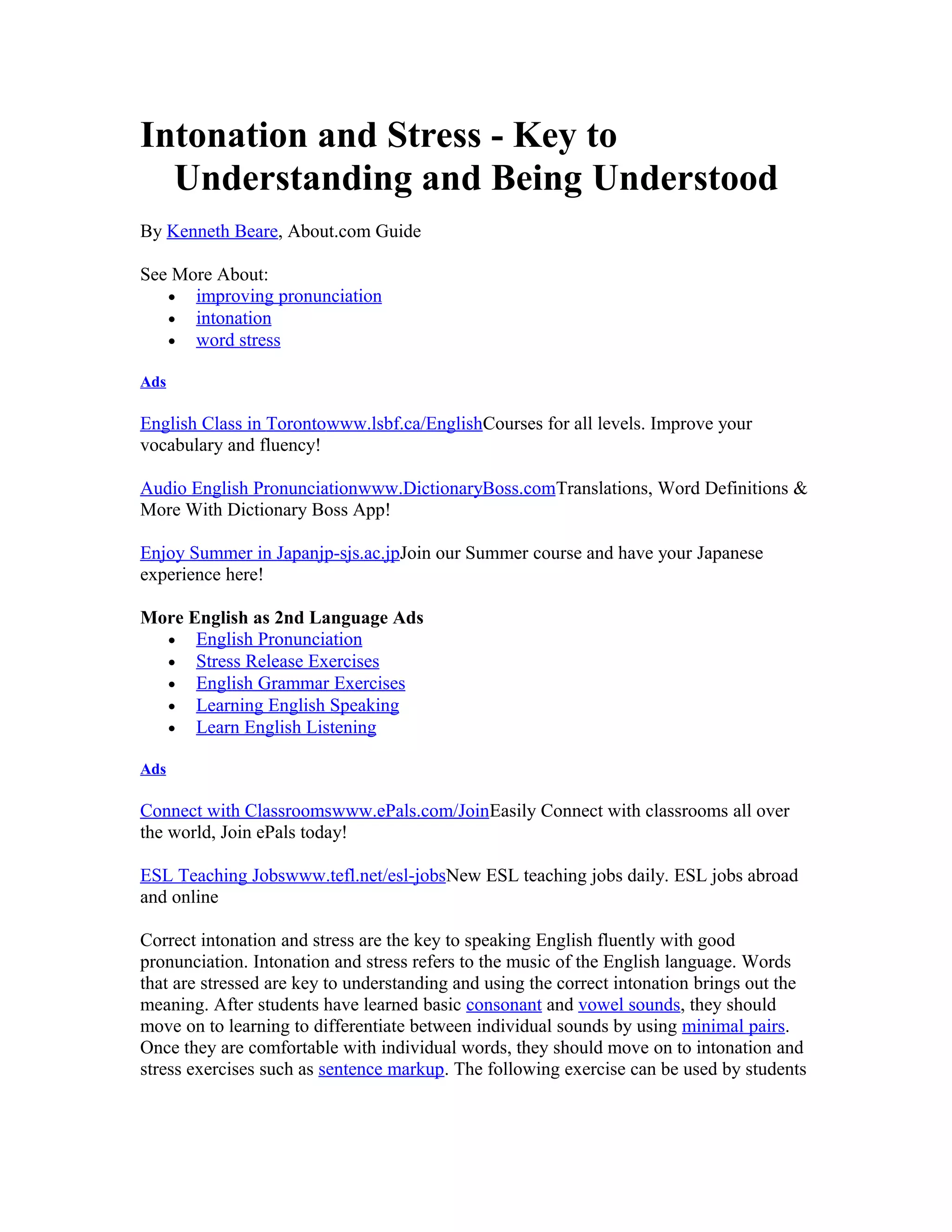 Intonation and stress | DOC