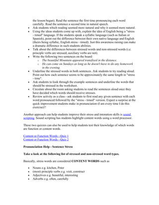 Intonation and stress | DOC