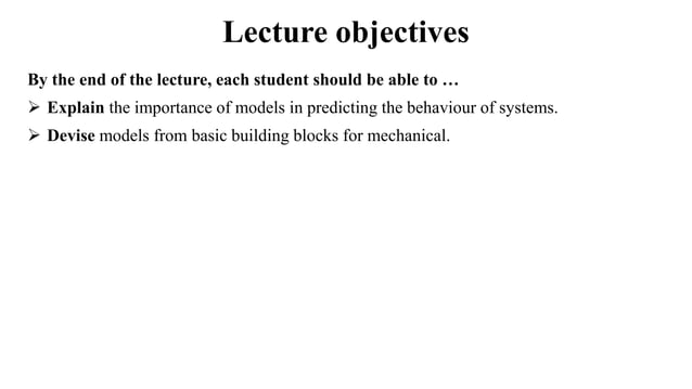 Introduction to Control Lec 2 - Modelling of Mechanical Systems- 2024.pptx