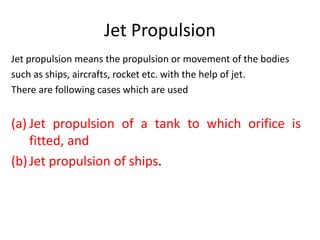 Hydraulic machines Jet Propulsion & Pelton Turbines | PPTX