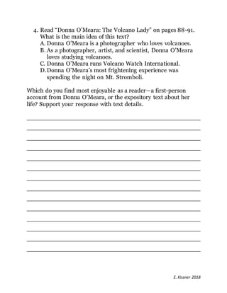 Into the Volcano Multiple Choice questions | DOCX