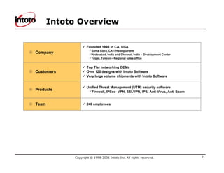 Intoto Linley Tech Utm Architecture Presentation | PDF