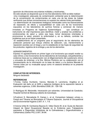 Intoxicacion cronica ocupacional por solventes organicos | DOCX