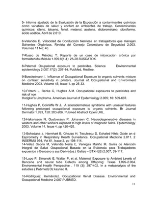 Intoxicacion cronica ocupacional por solventes organicos | DOCX