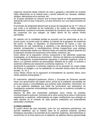 Intoxicacion cronica ocupacional por solventes organicos | DOCX
