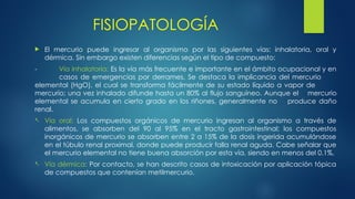 INTOXICACION POR MERCURIO EN SALUD OCUPC | PPTX