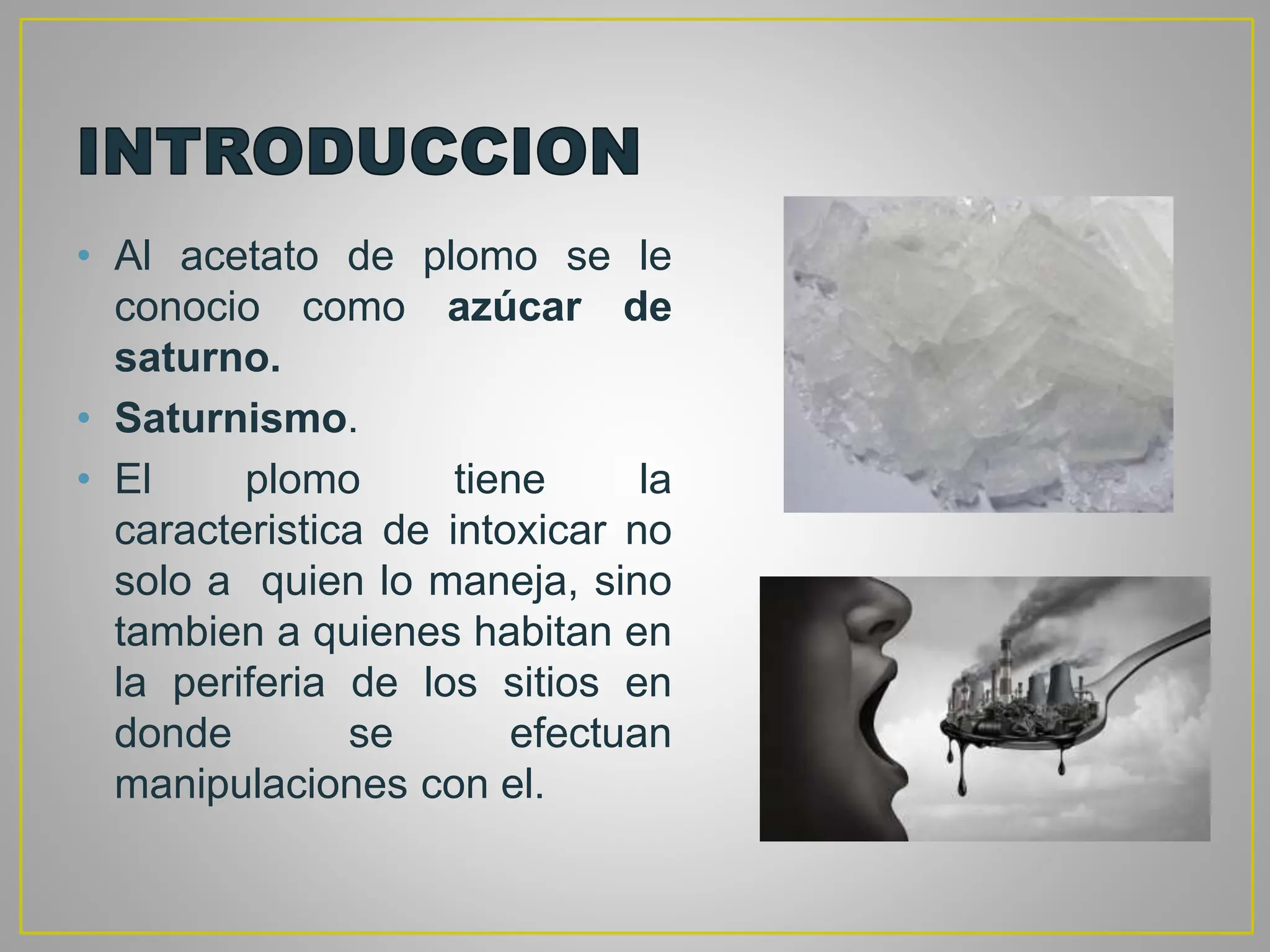 INTOXICACION POR PLOMO O SATURNISMO pptx | PPTX