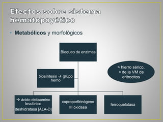 INTOXICACION POR PLOMO O SATURNISMO pptx | PPTX