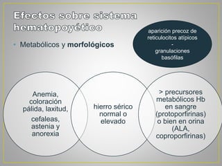 INTOXICACION POR PLOMO O SATURNISMO pptx | PPTX