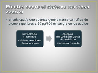 INTOXICACION POR PLOMO O SATURNISMO pptx | PPTX