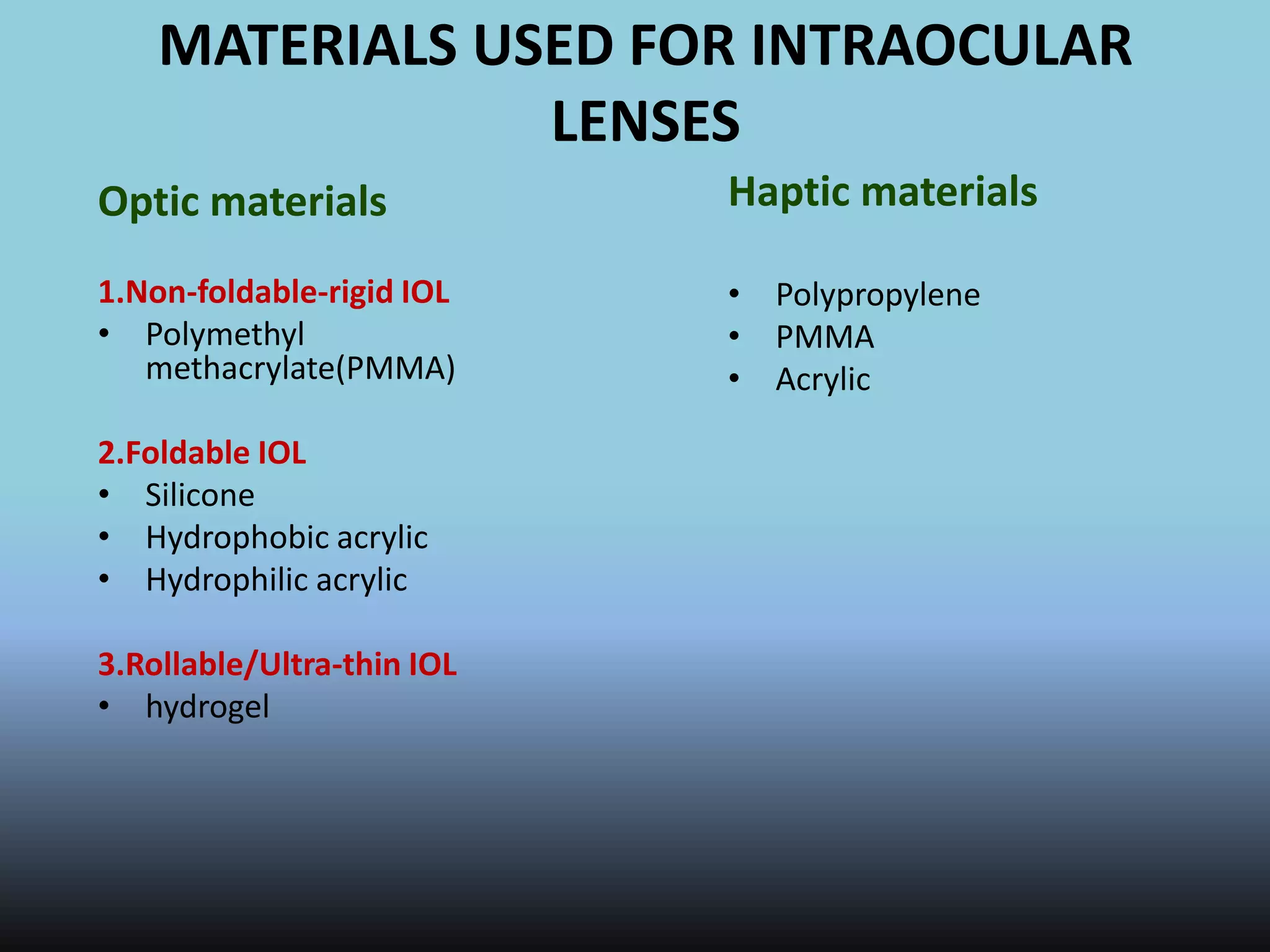 Intra ocular lens | PPTX