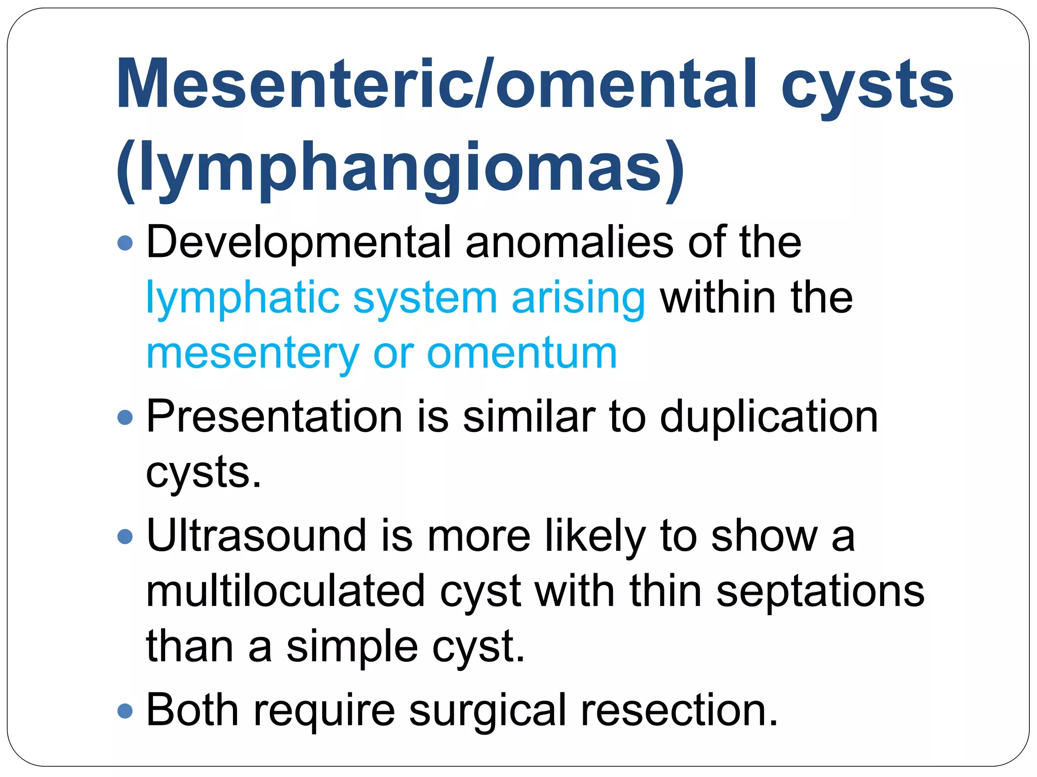 Intra abdominal cysts in children | PPTX