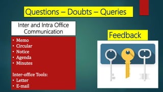 Intra and Inter office communication - Memo, Circular, Agenda and ...