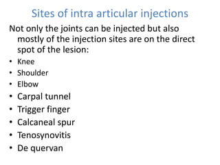 Intra articular injection by dr. ahmed shedeed | PPTX