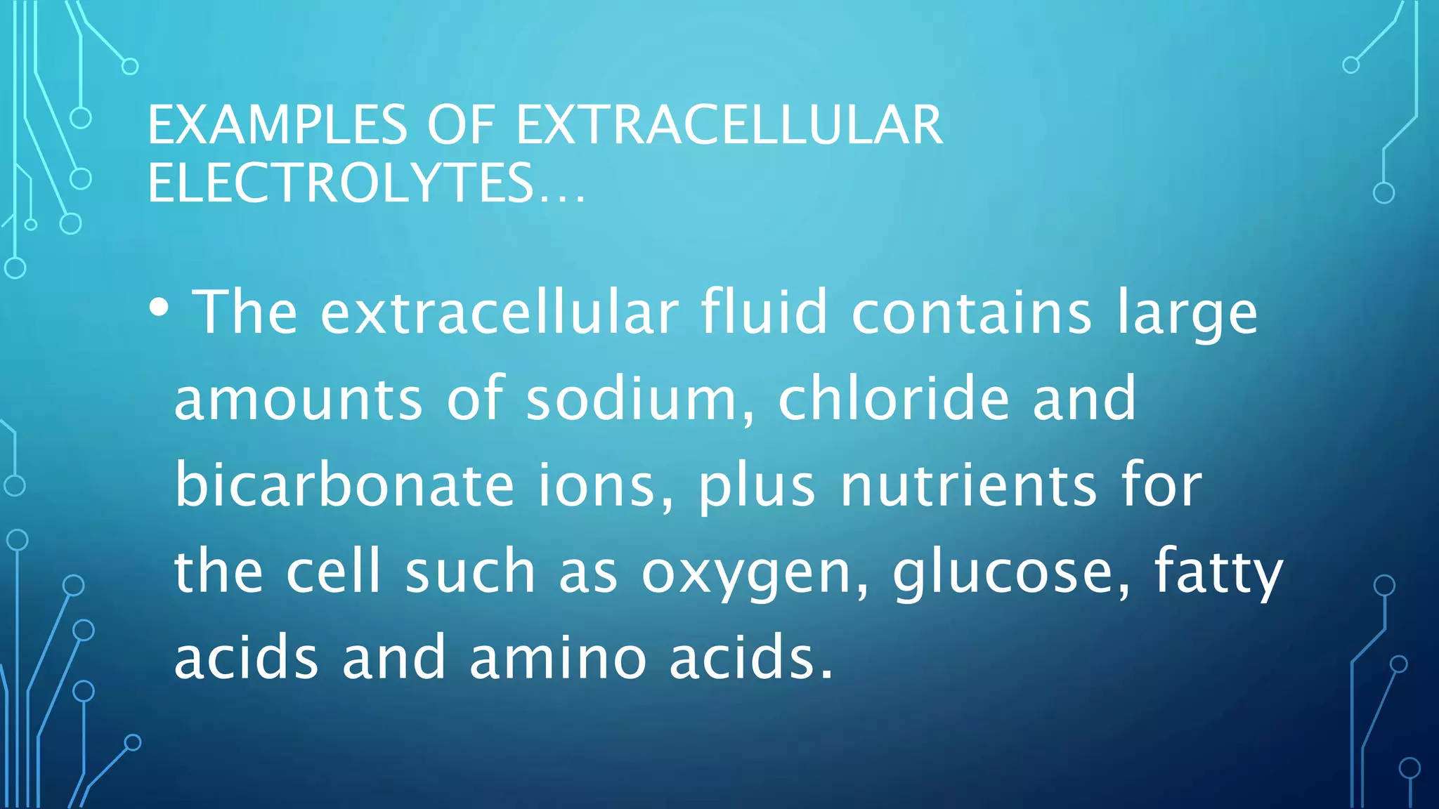 Intracellular and extracellular electrolytes, buffer solution and ...