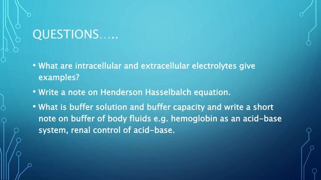 Intracellular and extracellular electrolytes, buffer solution and ...