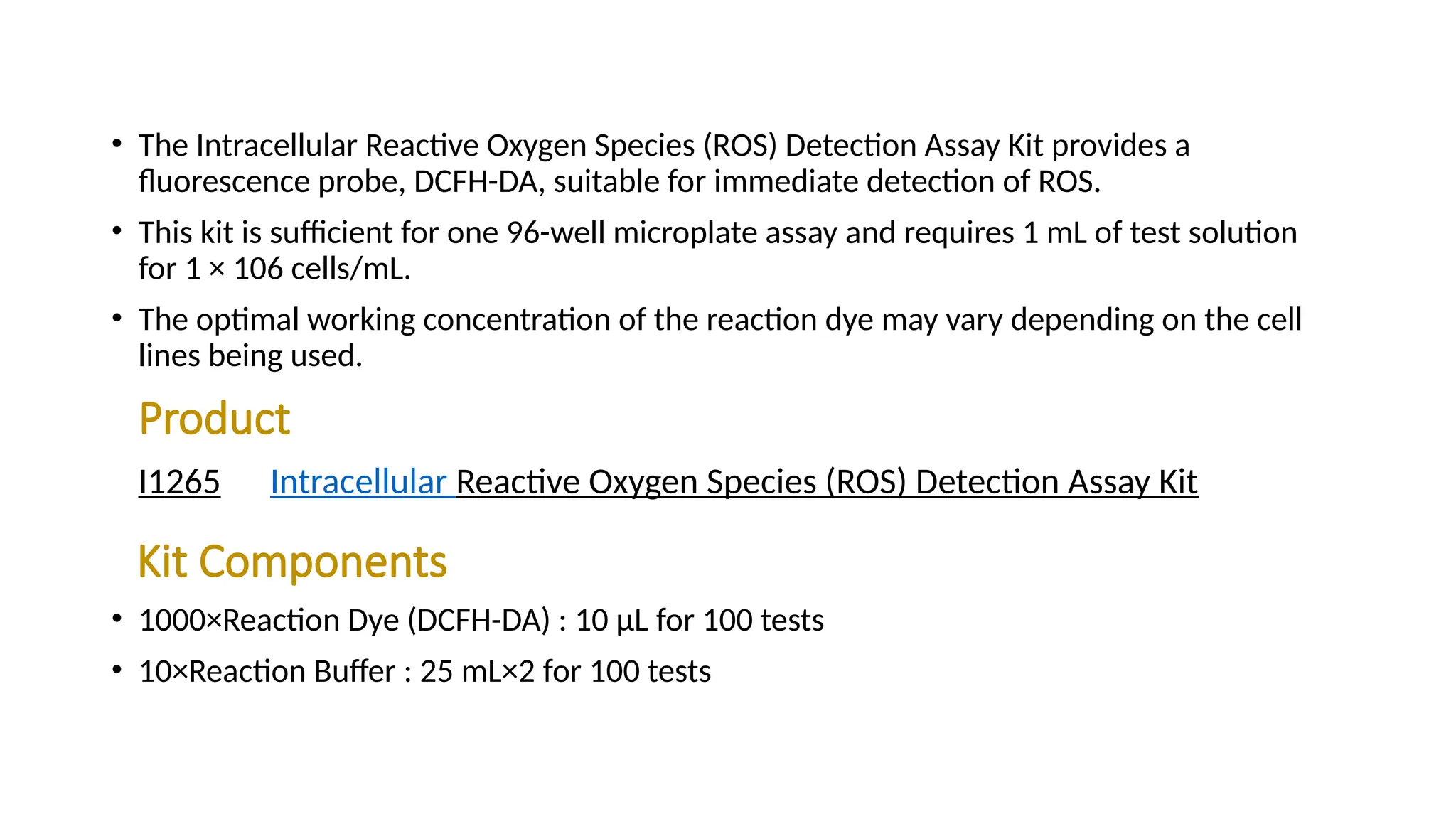 Intracellular Reactive Oxygen Species (ROS) Detection Assay Kit | TCI ...