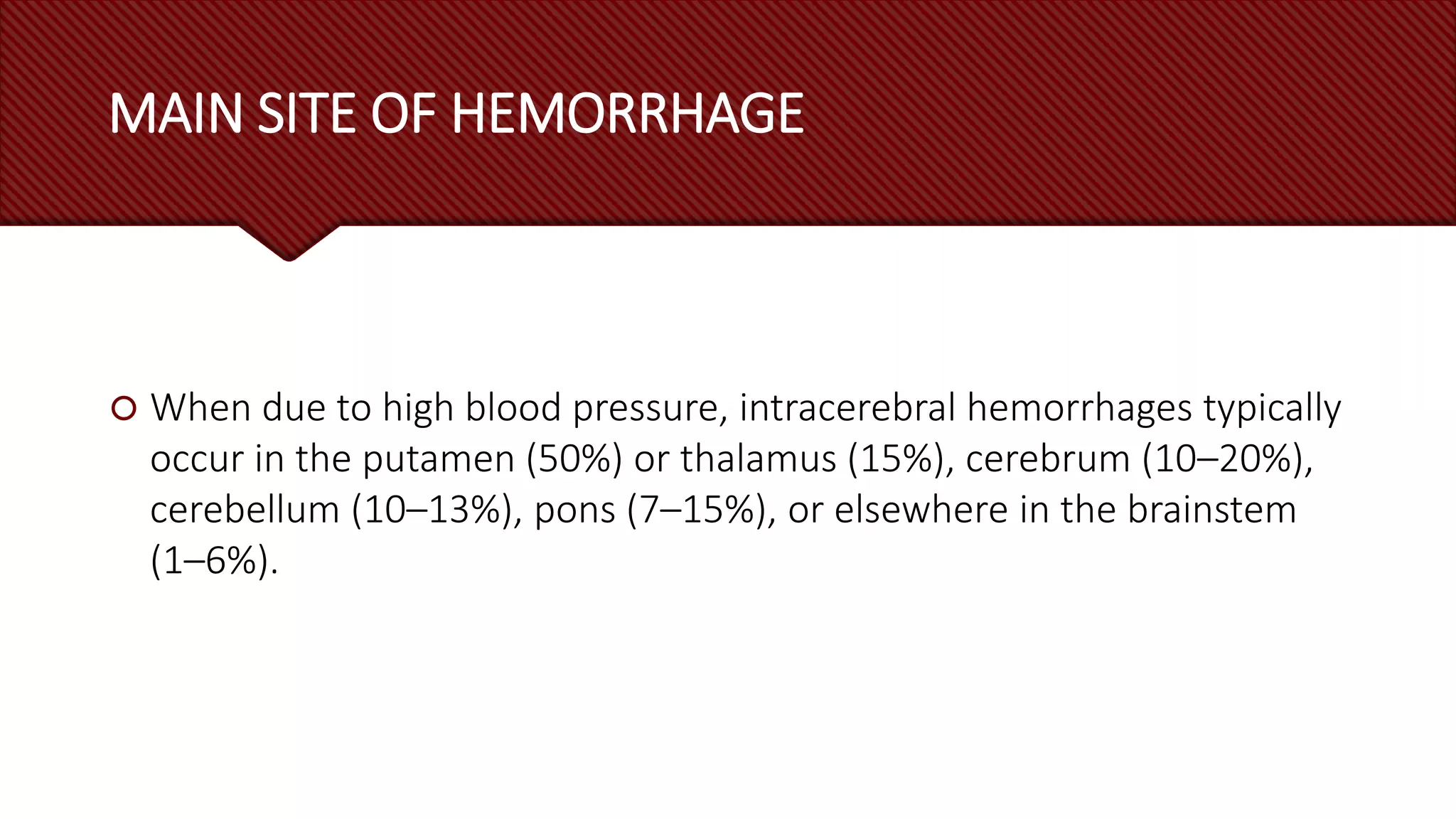 Intracerebral Hemorrhage - Classification, Clinical symptoms ...