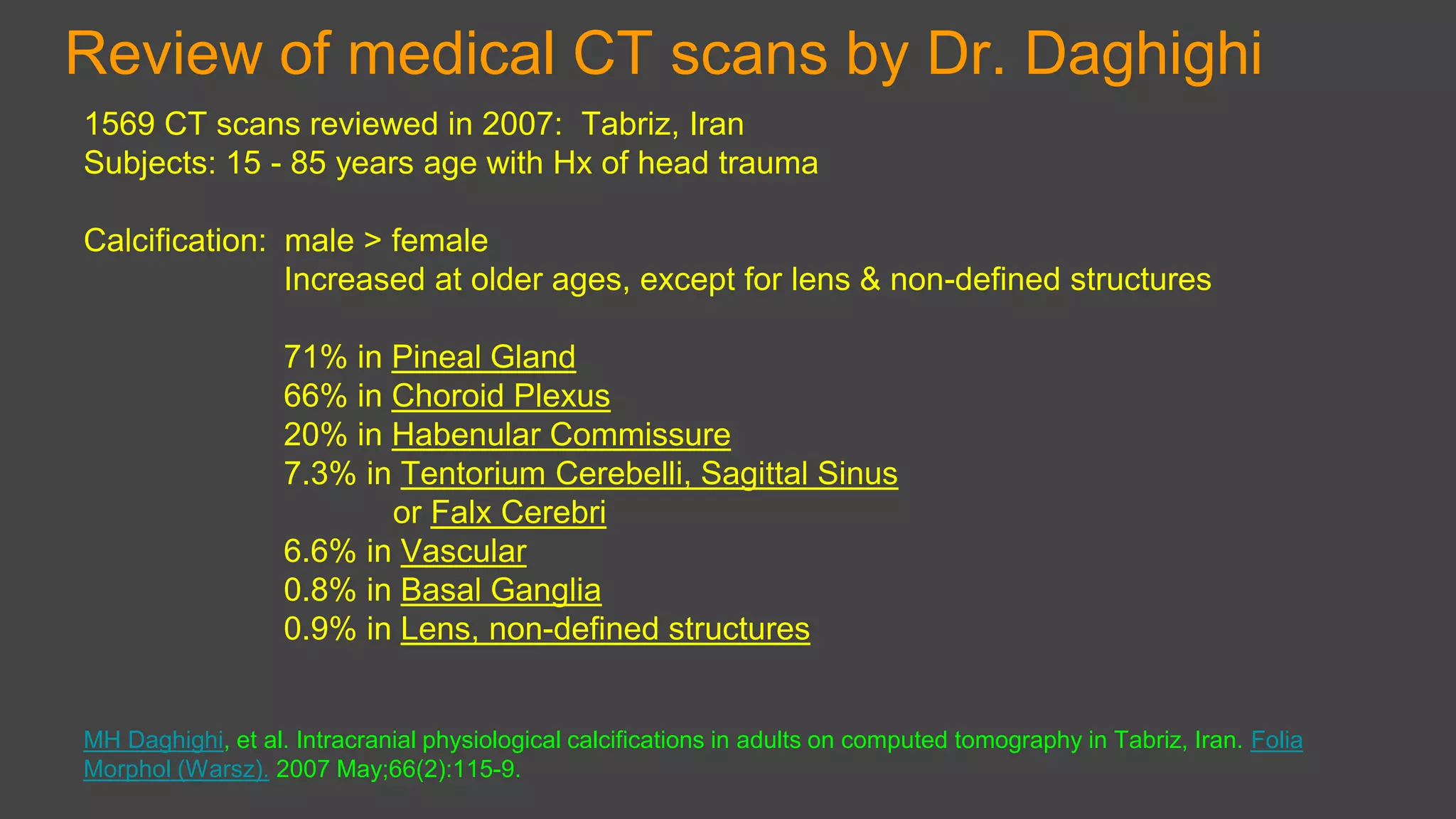 Intracranial Calcification in Cone Beam CT & Medical CT | PPTX