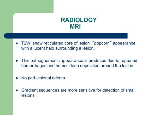 cavernous intracranial brain lesion process | PPTX