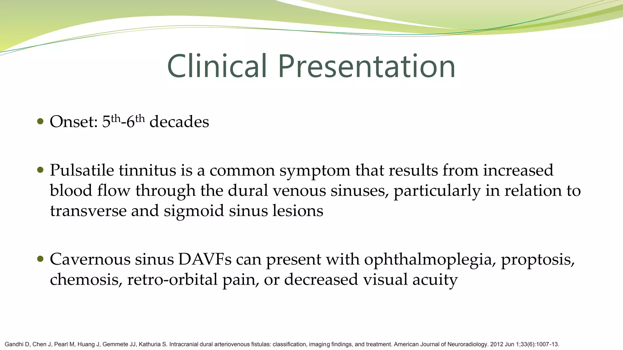 Intracranial Dural Arteriovenous Fistulas | PPTX