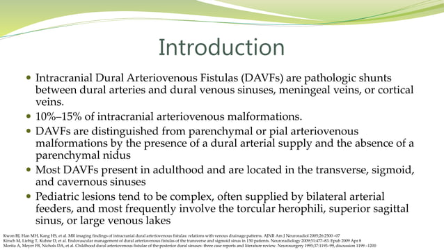 Intracranial Dural Arteriovenous Fistulas | PPT