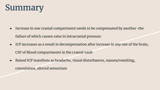 INTRACRANIAL PRESSURE- pathogenesis and management | PPTX