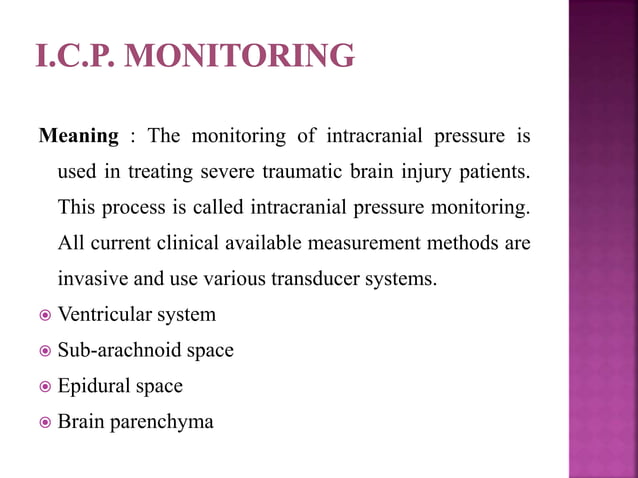 Intracranial pressure measurement | PPTX | Brain and Nervous System ...