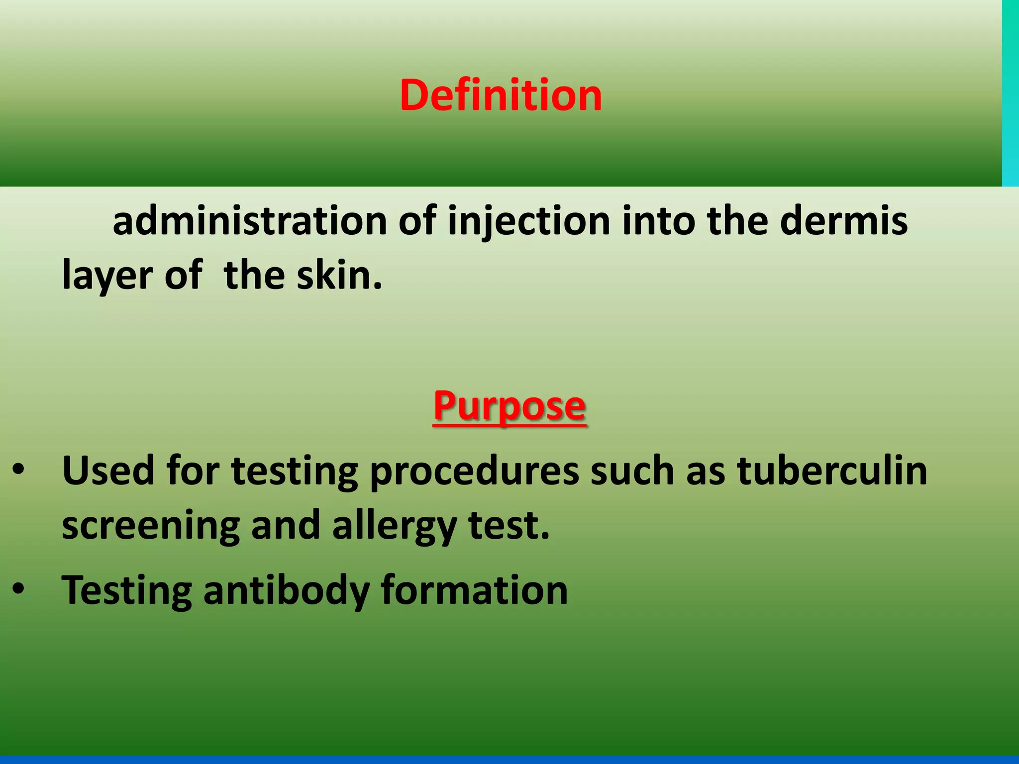 INTRA DERMAL INJECTION PROCEDURE | PPTX