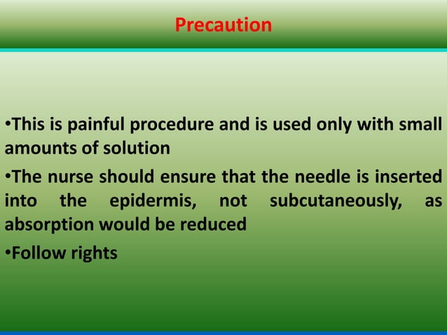 INTRA DERMAL INJECTION PROCEDURE | PPTX | Skin and Dermatology ...