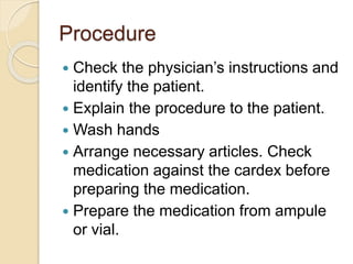 Intradermal injection- Introduction, procedure,complications | PPTX