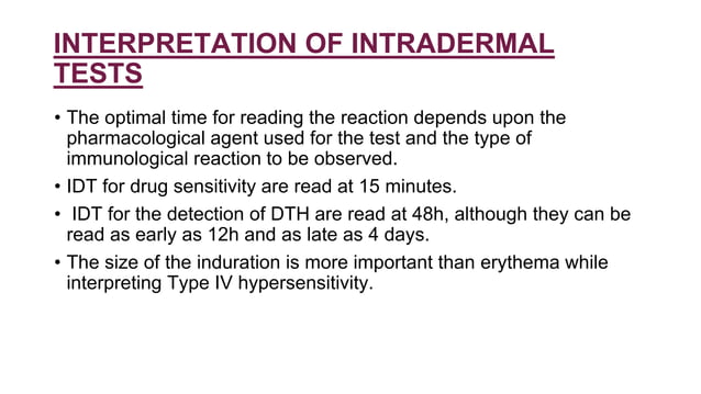 intradermal tests.pptx | Skin and Dermatology | Diseases and Conditions