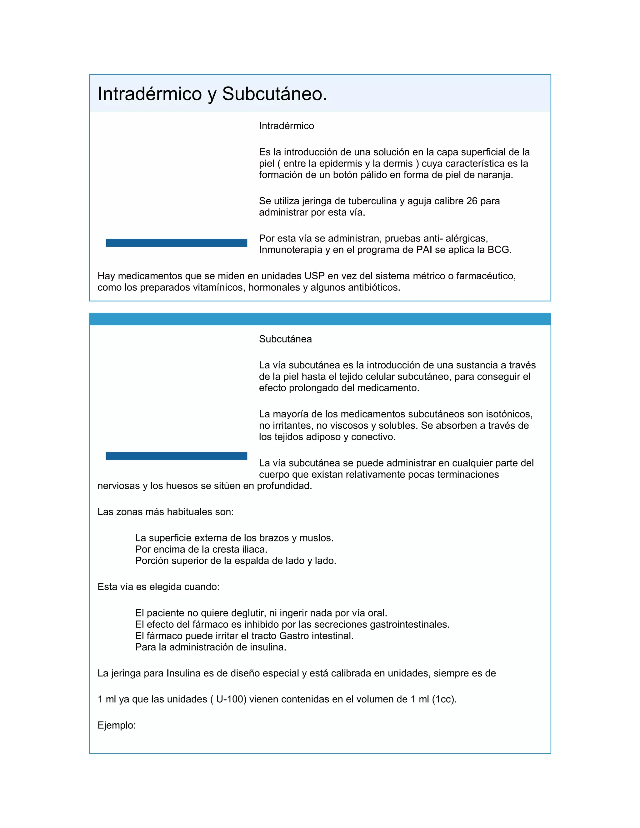 Intradérmico y subcutáneo | DOCX