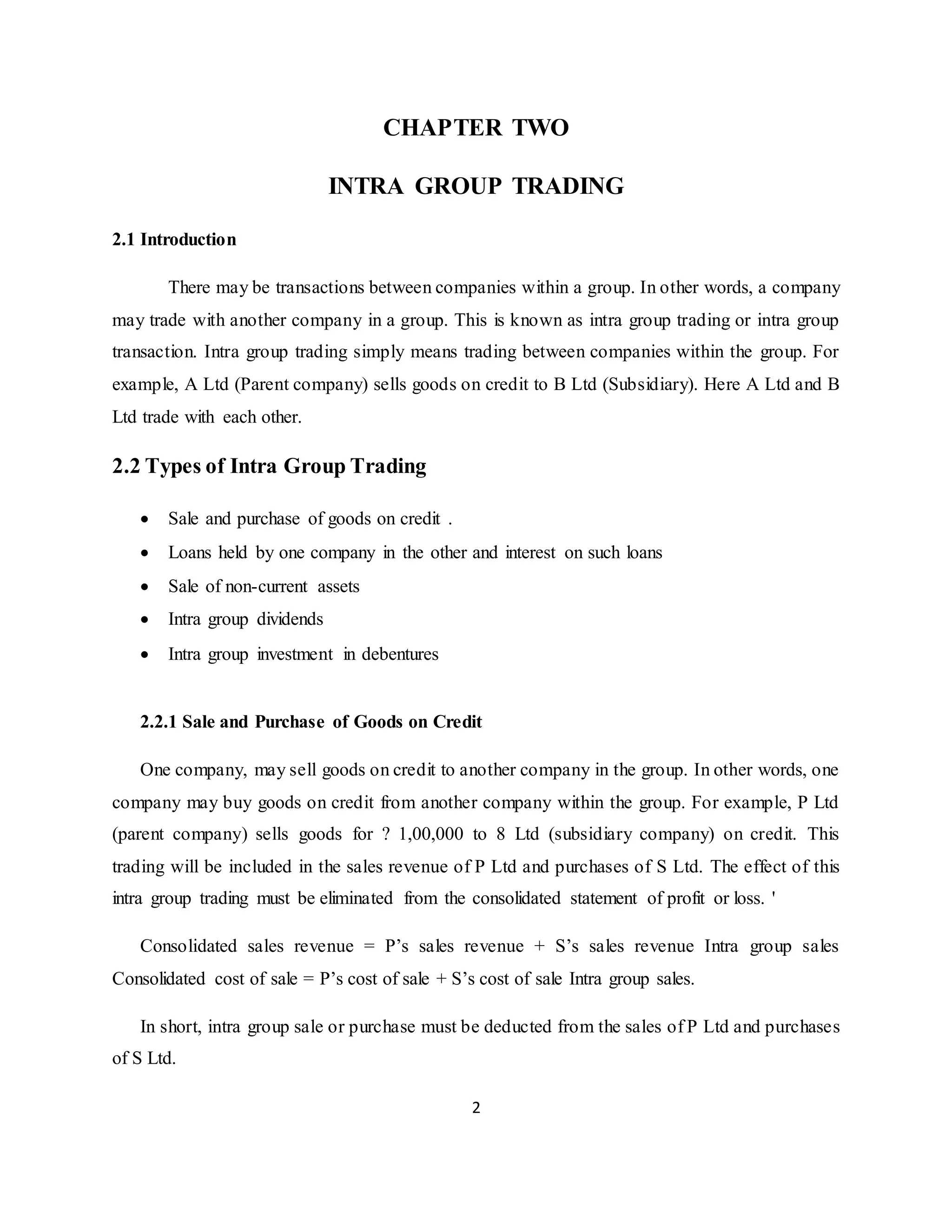 Intra group trading | DOC