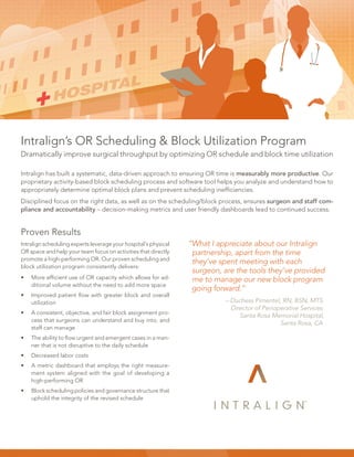 Intralign Scheduling Efficiency Overview | PDF | Surgery | Medical Health