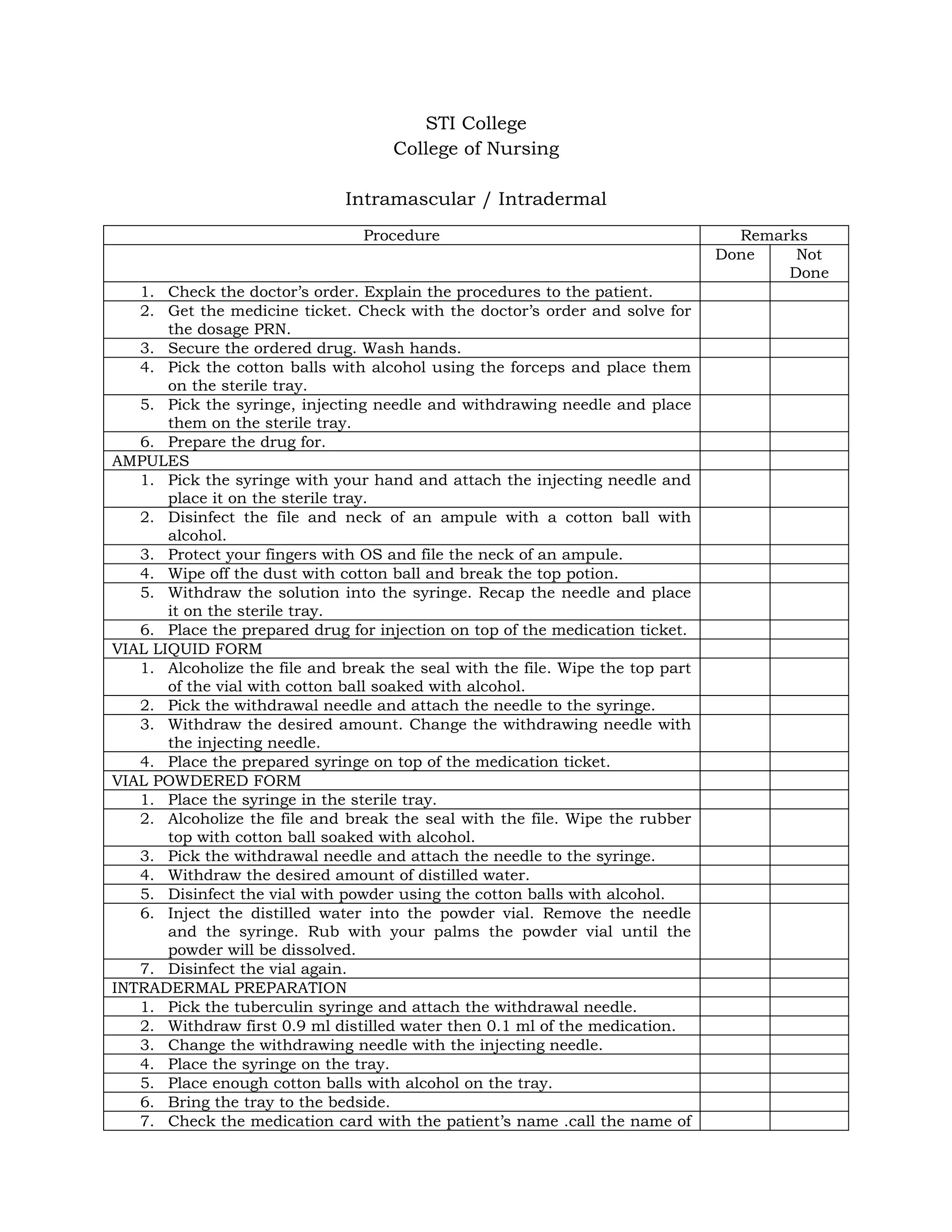 Intramascular intradermal | DOCX