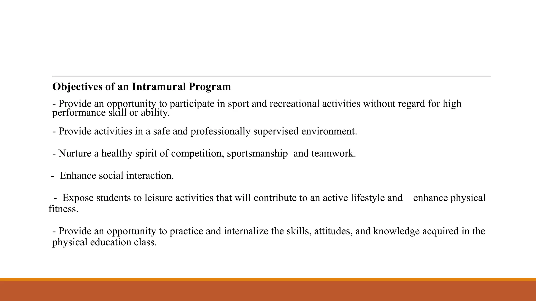 iNTRAMURAL pROGRAM.presentation for activities.... | PPTX