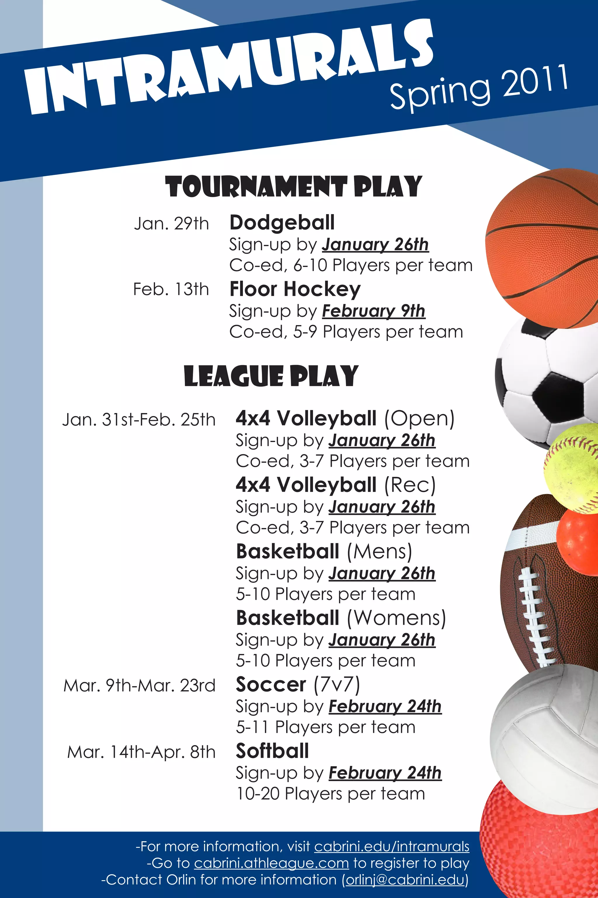 Intramurals Poster Spring 2011 | PDF | Sports