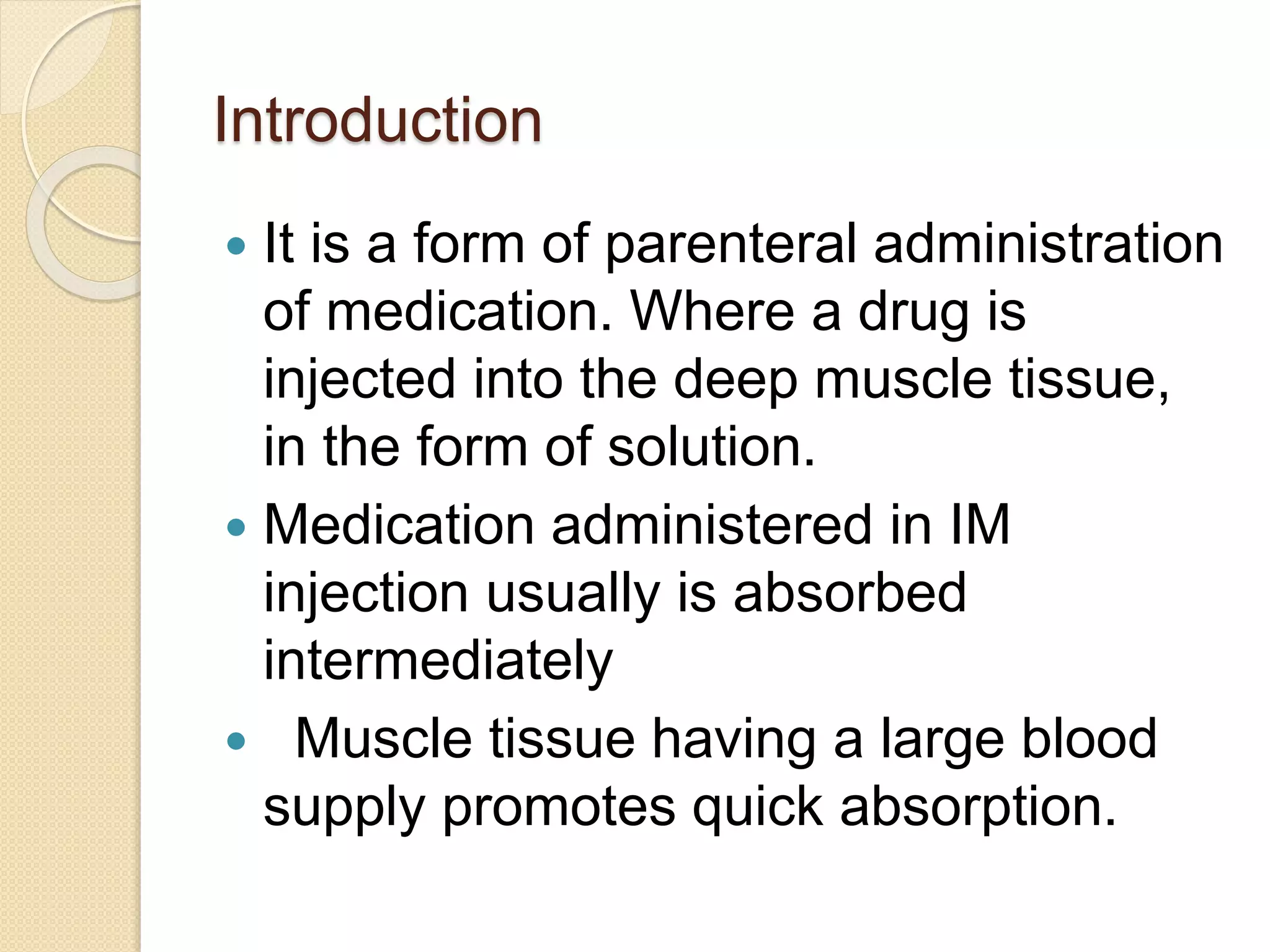 Intramuscular Injection -common sites, procedure, complications | PPTX