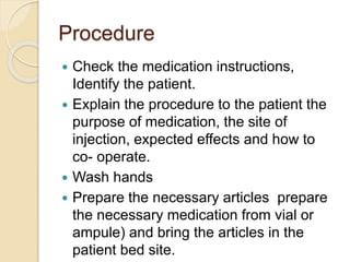 Intramuscular Injection -common sites, procedure, complications | PPTX